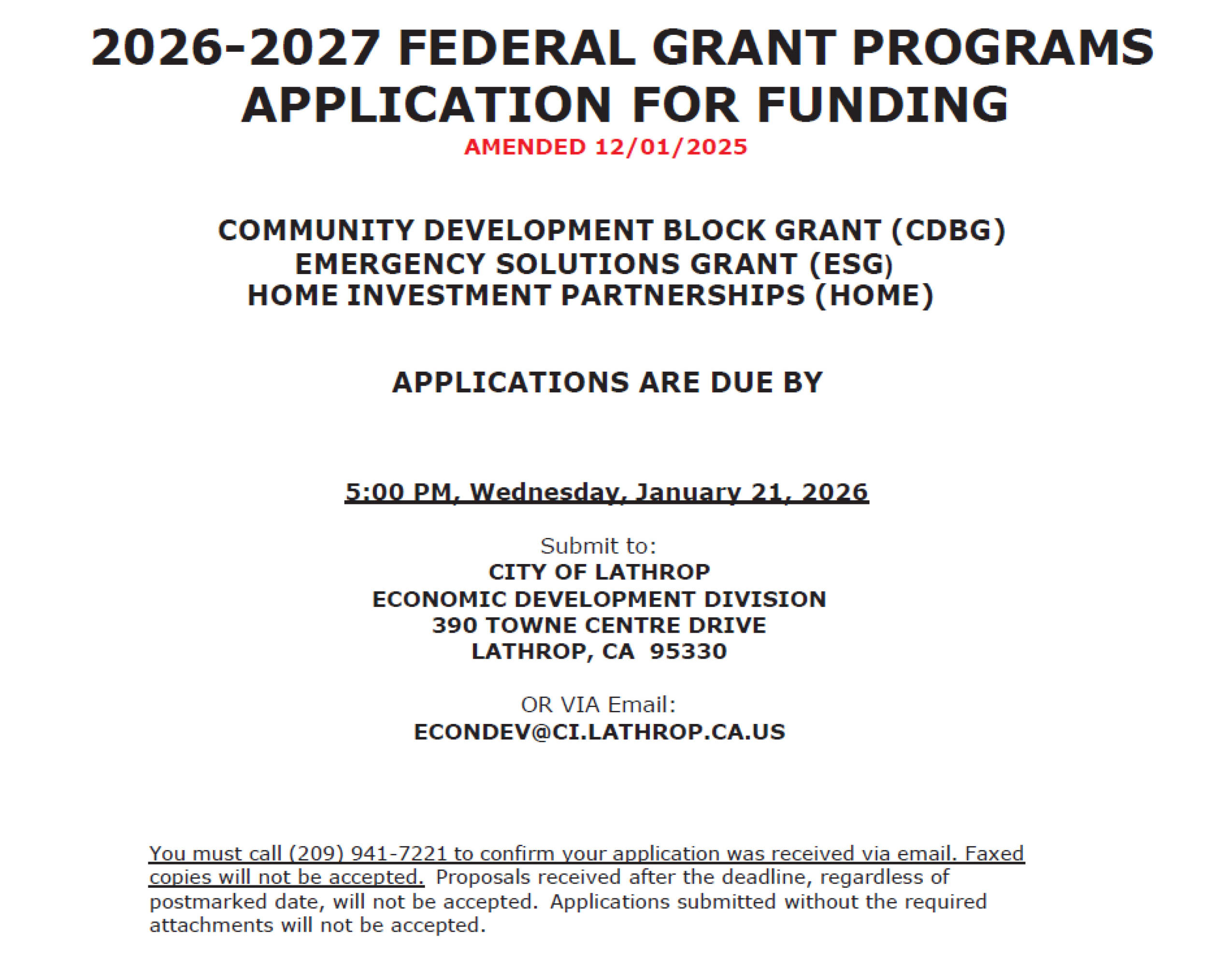 CDBG/HOME Program - 2026-2027 | City of Lathrop CA