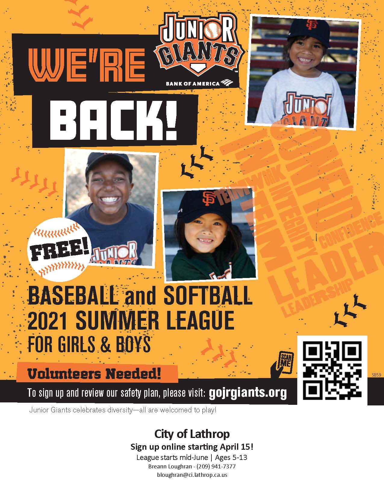 Junior Giants - Free Baseball and Softball League | City of Lathrop CA