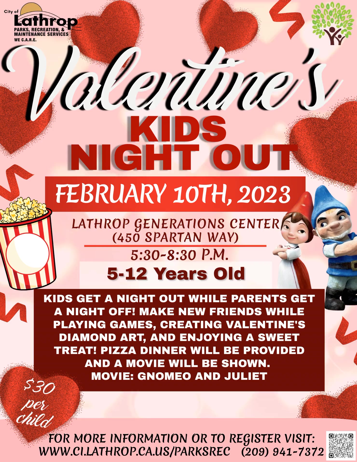 Valentine's Kids Night Out | City of Lathrop CA