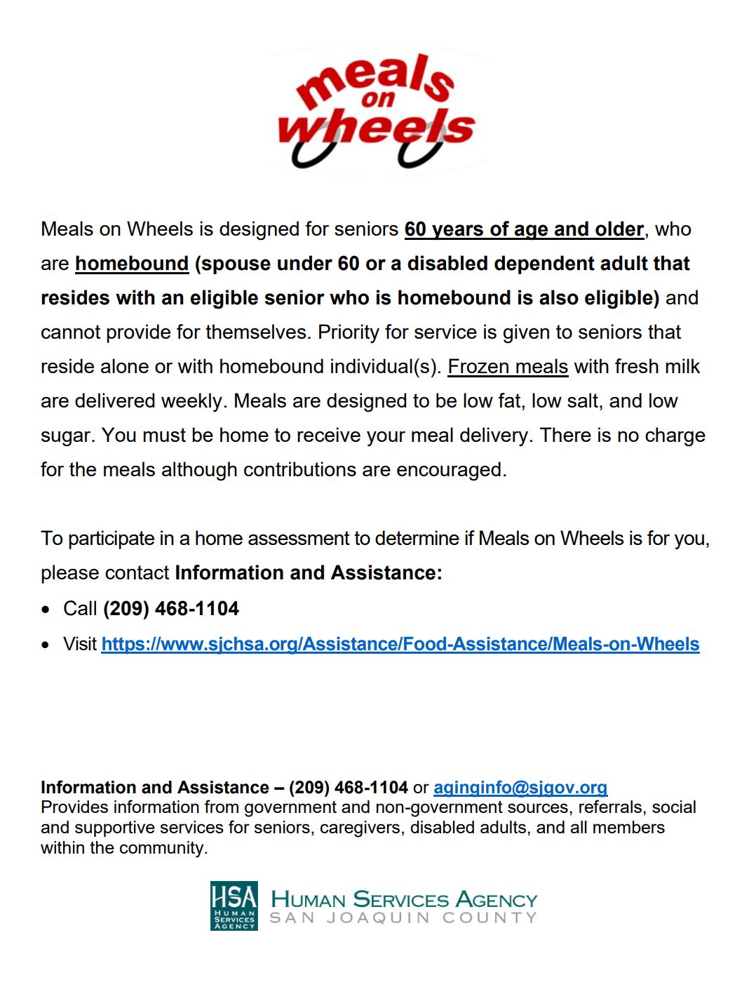 Meals on Wheels | City of Lathrop CA
