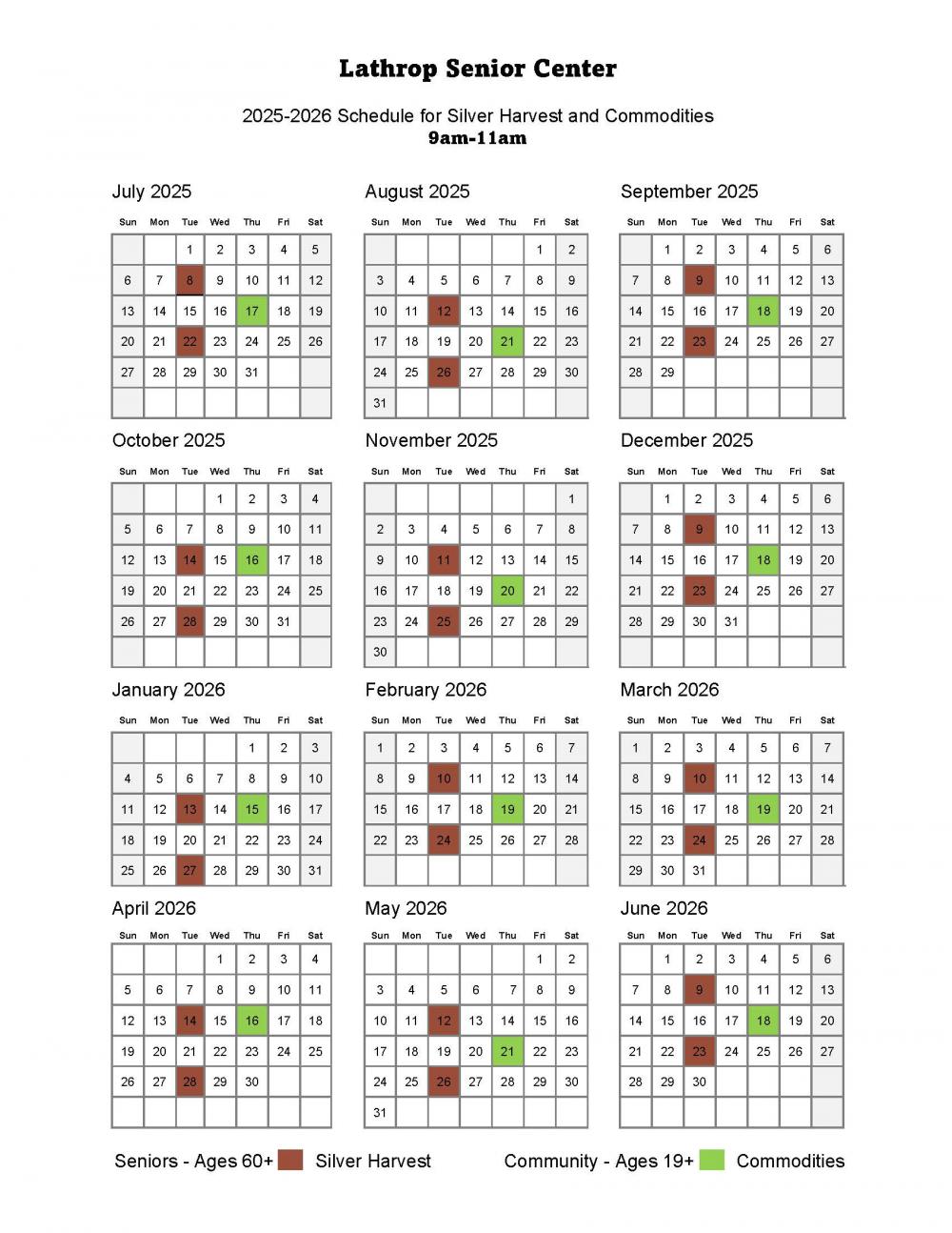 Silver Harvest and Commodities Calendar | City of Lathrop CA